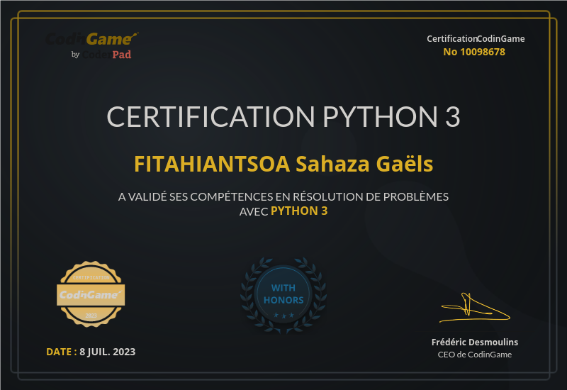 CodinGame Certification