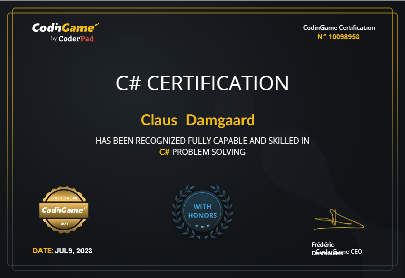 CodinGame Certification