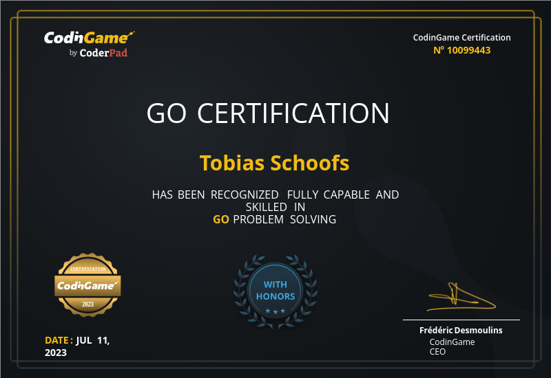 CodinGame Certification