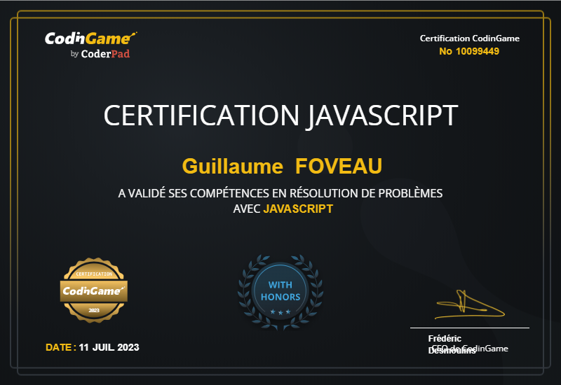 CodinGame Certification