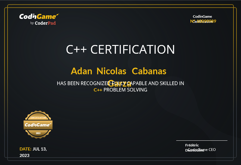 CodinGame Certification