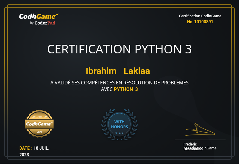 CodinGame Certification