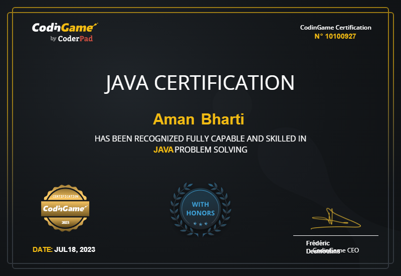 CodinGame Certification