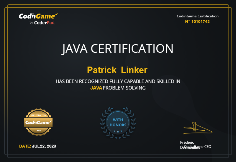 CodinGame Certification