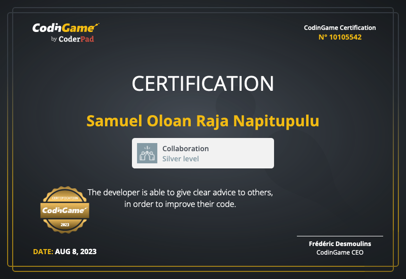 CodinGame Certification