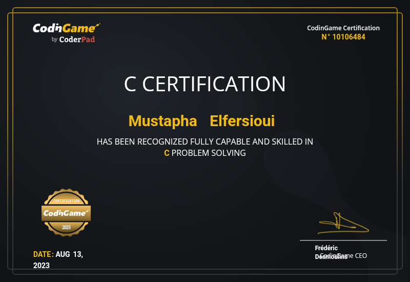 CodinGame Certification