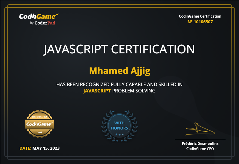 CodinGame Certification