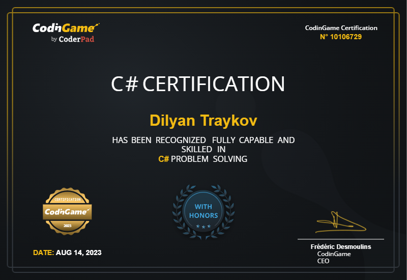CodinGame Certification