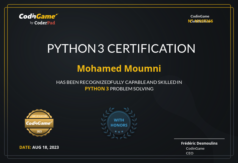 CodinGame Certification