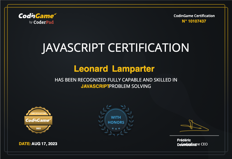 CodinGame Certification