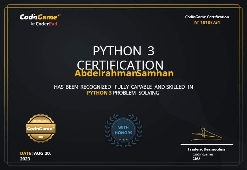 CodinGame Certification