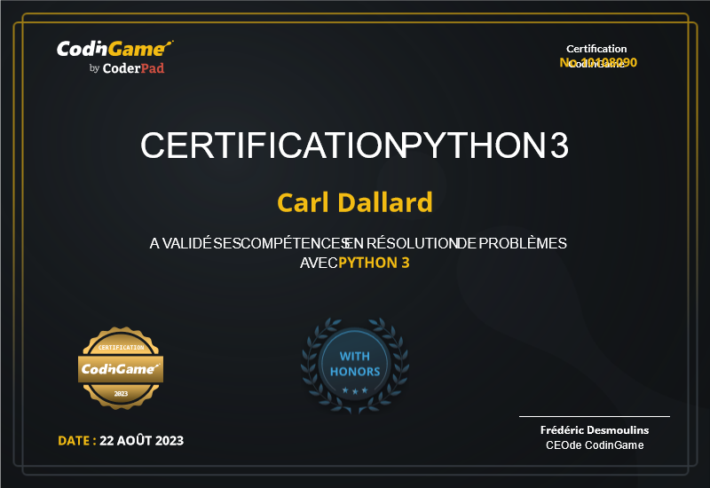 CodinGame Certification