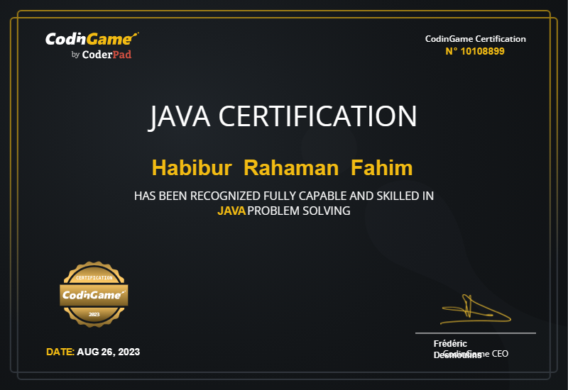 CodinGame Certification