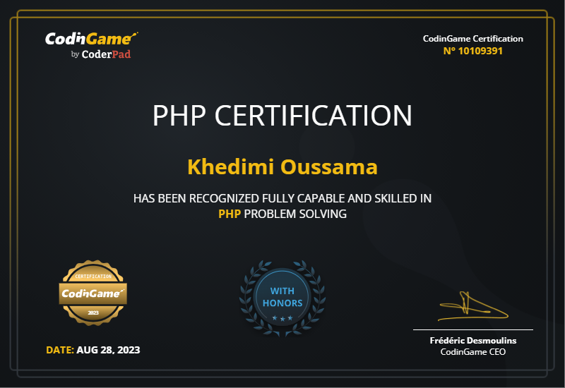 CodinGame Certification
