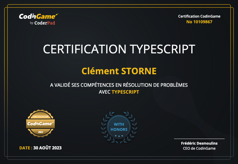 CodinGame Certification