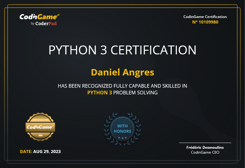 CodinGame Certification