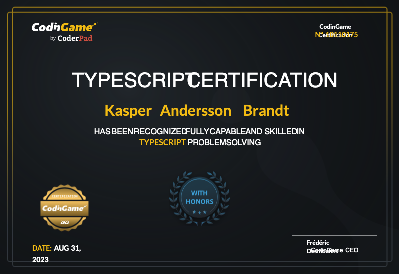 CodinGame Certification