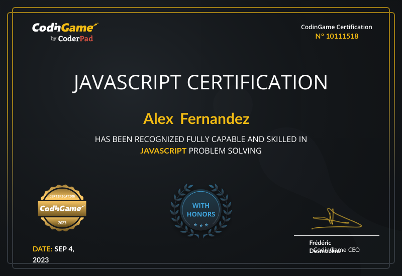 CodinGame Certification