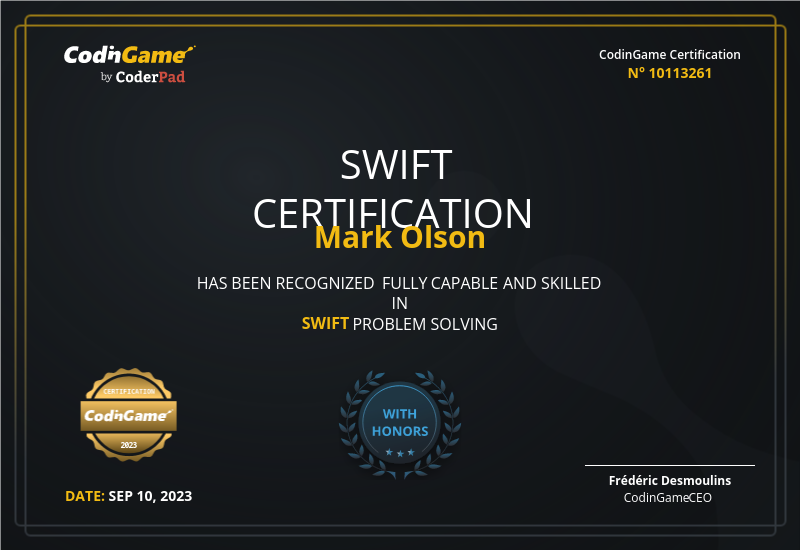 Codingame Certification