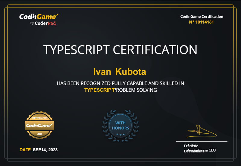 CodinGame Certification