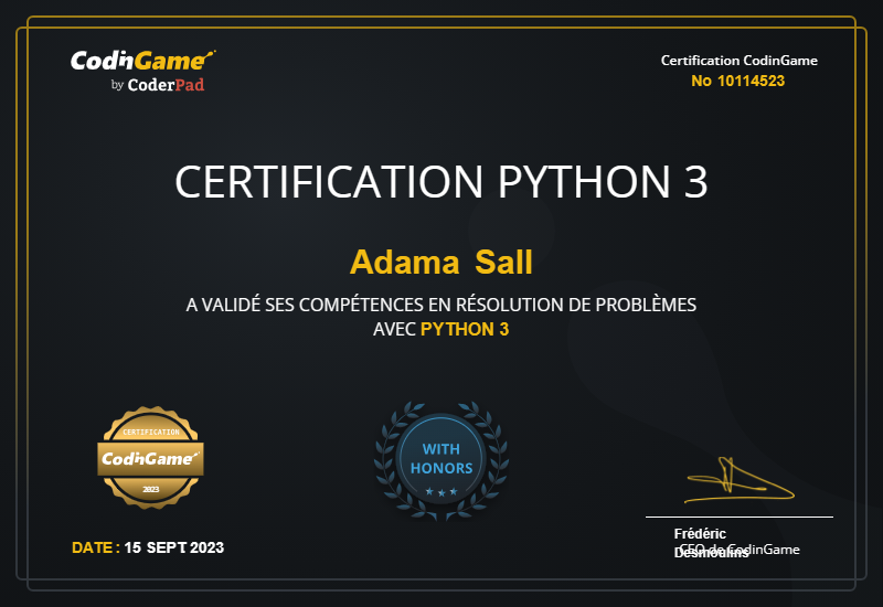 CodinGame Certification