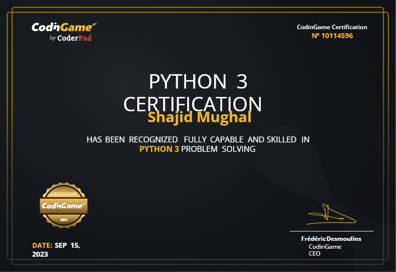 CodinGame Certification