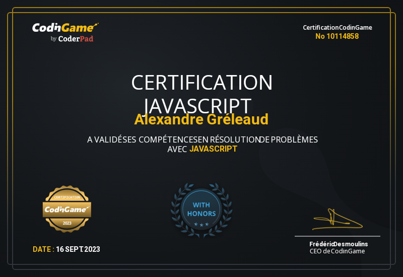CodinGame Certification