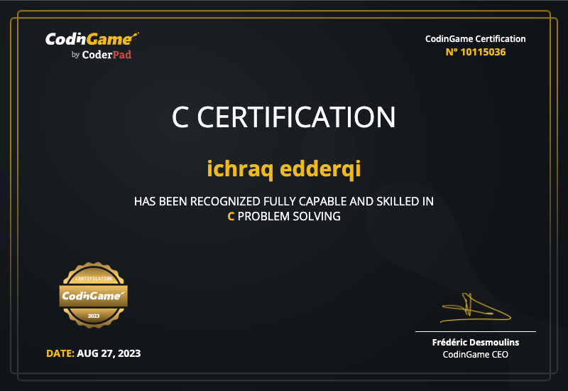 CodinGame Certification