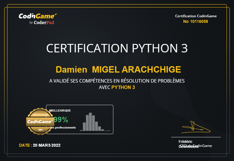 CodinGame Certification