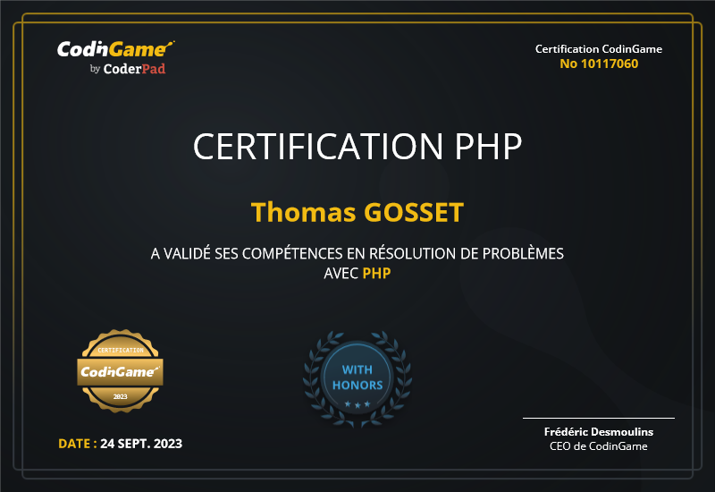 CodinGame Certification