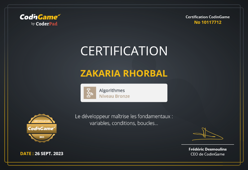 CodinGame Certification