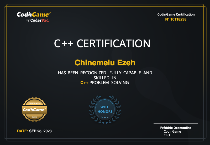 Codingame Certification