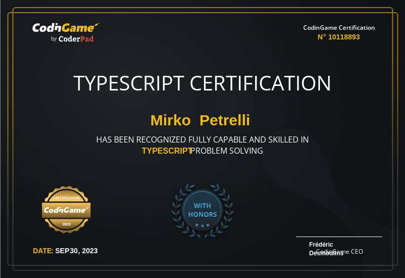 CodinGame Certification