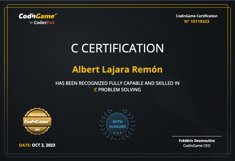 CodinGame Certification