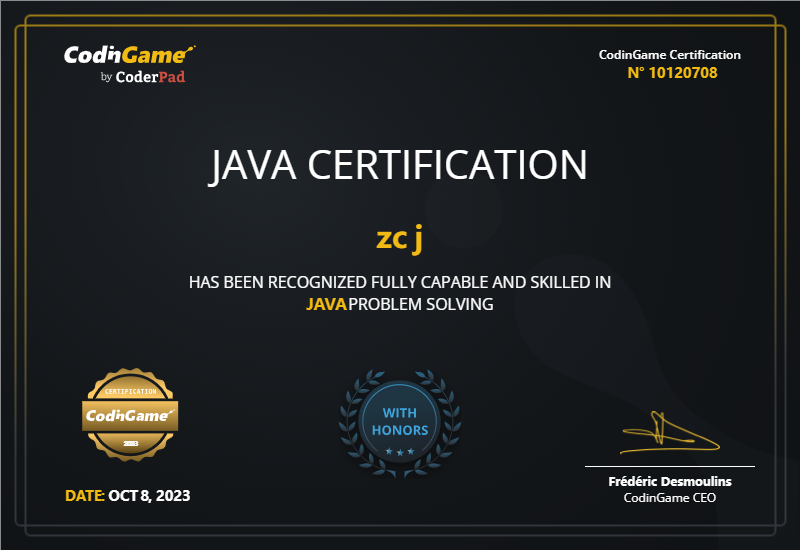 CodinGame Certification