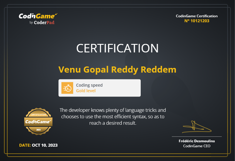 CodinGame Certification