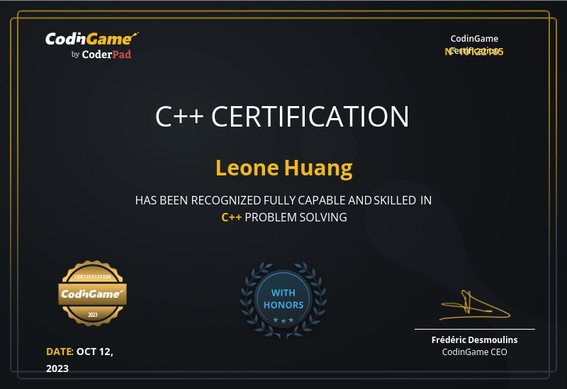 CodinGame Certification