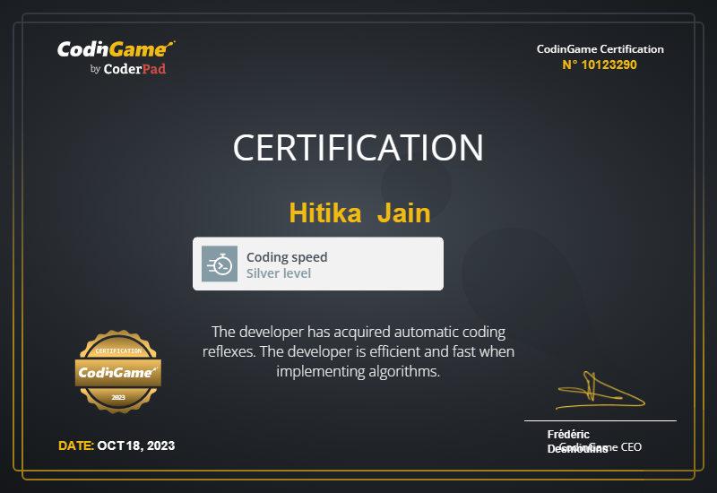 CodinGame Certification