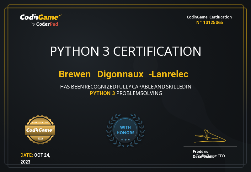CodinGame Certification