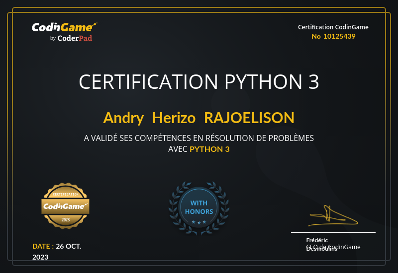 CodinGame Certification
