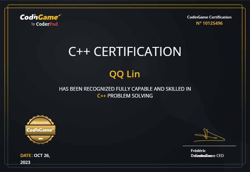 Codingame Certification