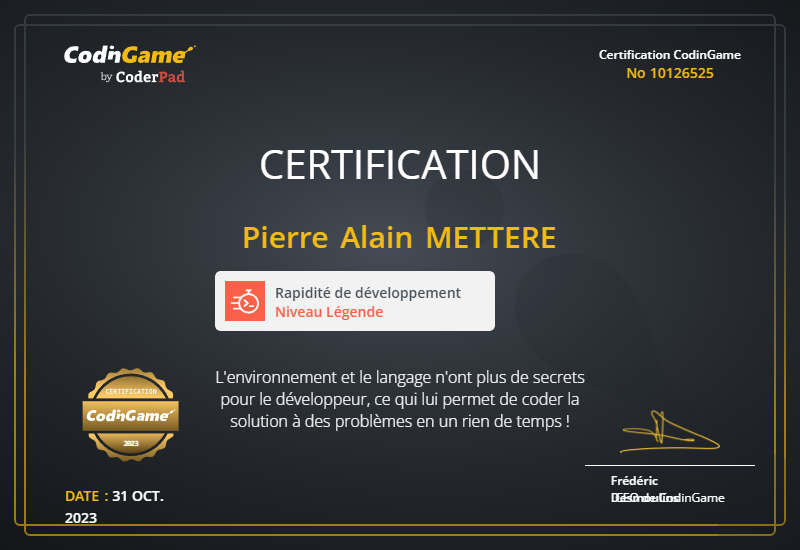 CodinGame Certification
