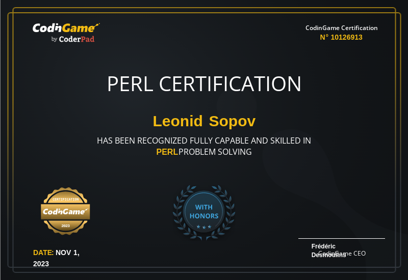 CodinGame Certification