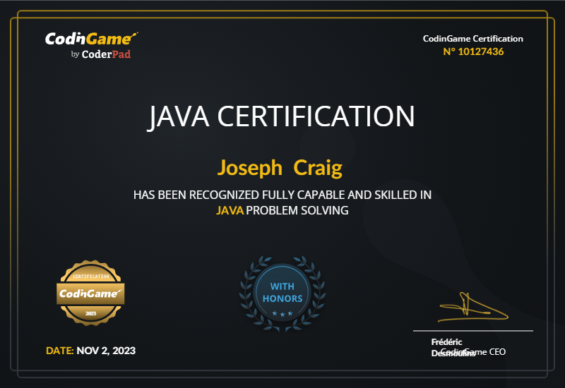 CodinGame Certification