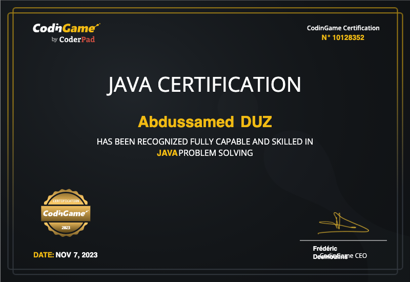 CodinGame Certification