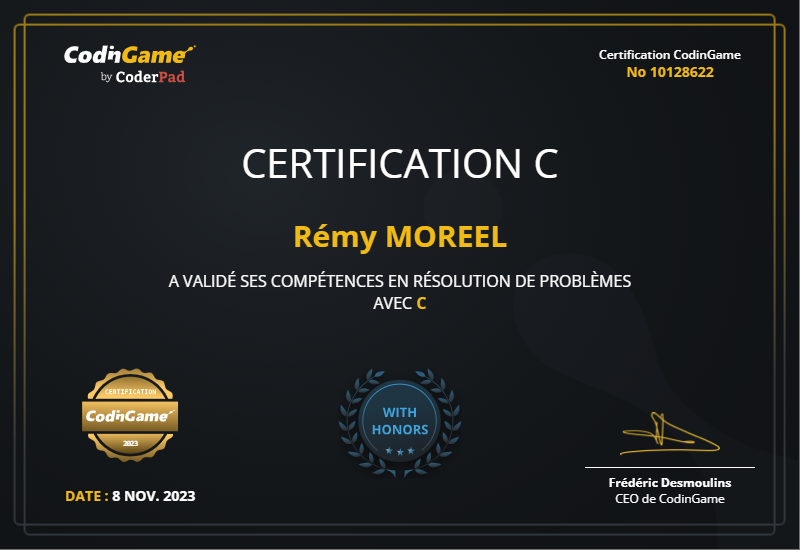 CodinGame Certification