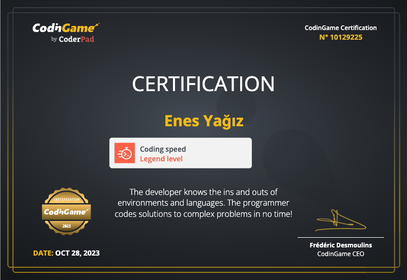 CodinGame Certification