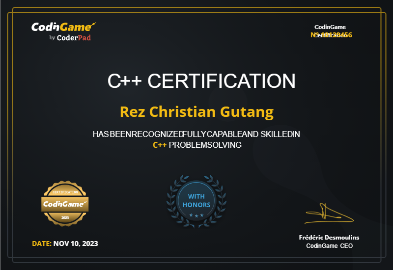 CodinGame Certification