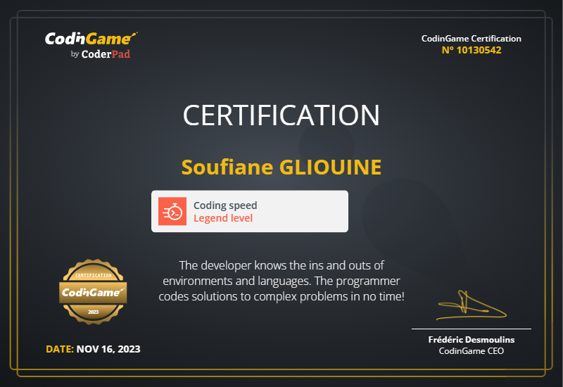 CodinGame Certification