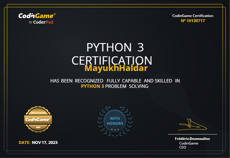 CodinGame Certification